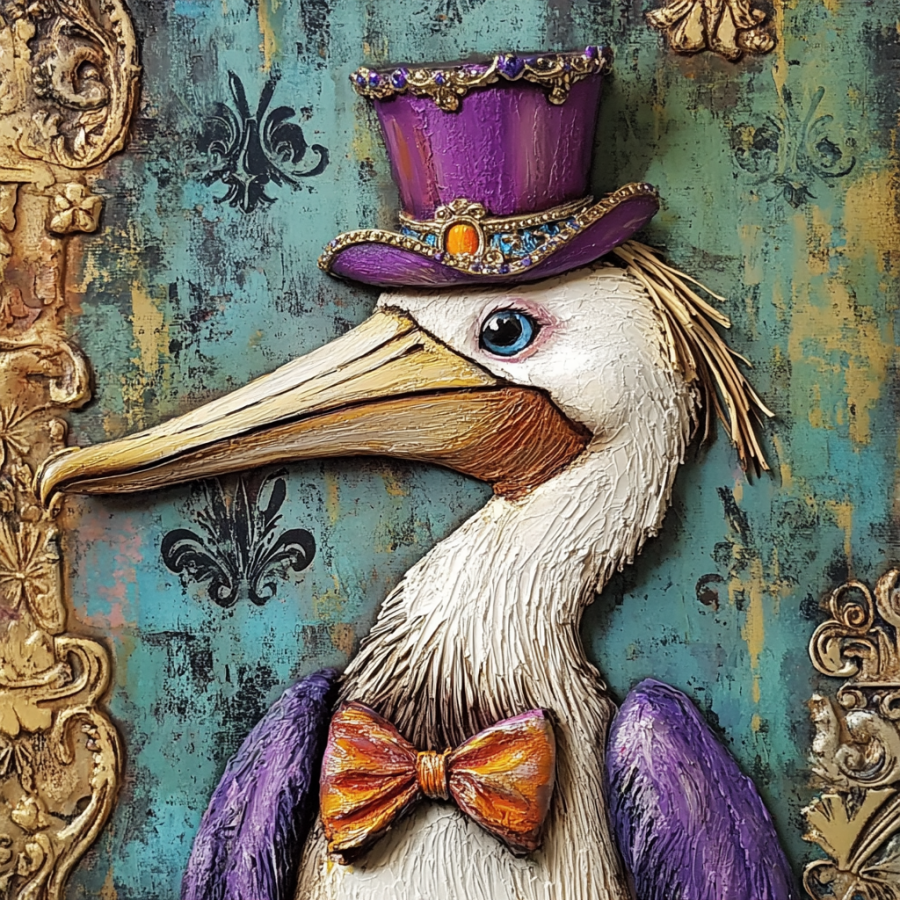 Mardi Gras Sign, Pelican Sign, DCO-13094, Sign For Wreath, 10x10" Meta ...